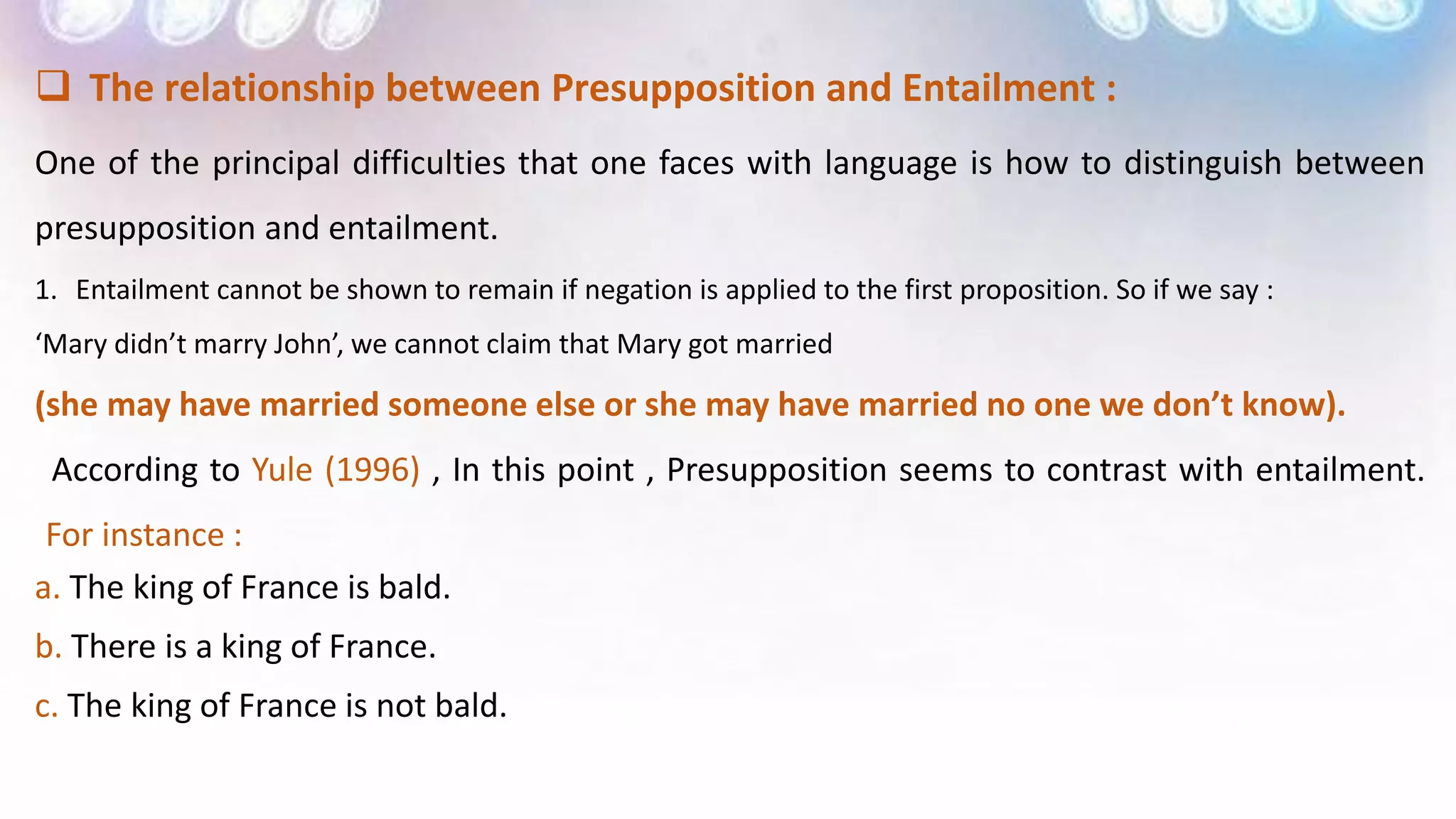 Presupposition and Entailment | PPTX