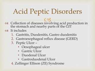 Acid Peptic Disorders DrSS.pptx | Digestive Disorders | Diseases and ...