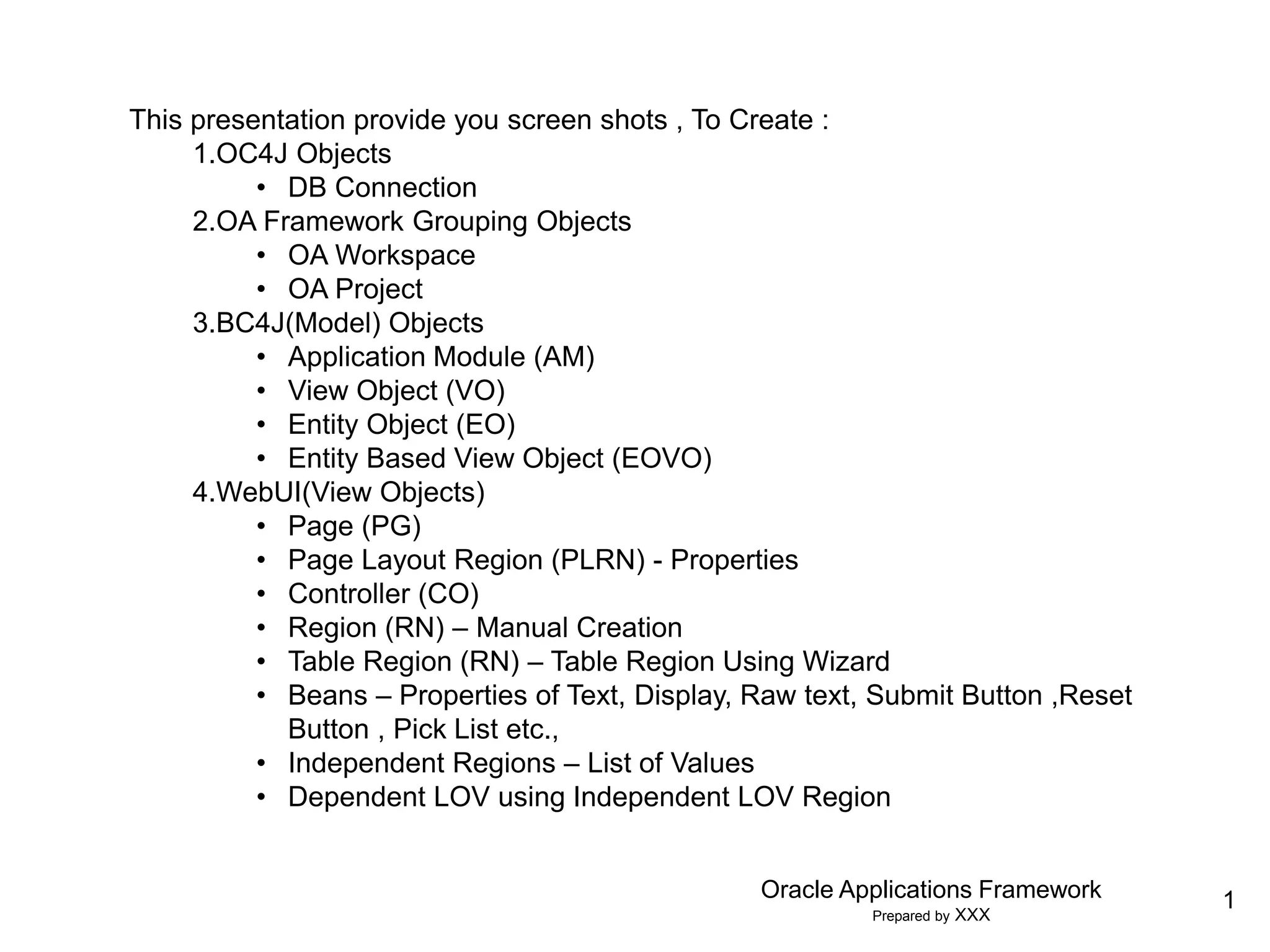 1.OAF Custom Page Screen Shots.ppt | Databases | Computer Software and Applications