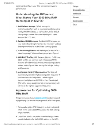Optimizing RAM: Learning the Impact of 3000 MHz RAM running at 2133 MHz | PDF | Computing ...