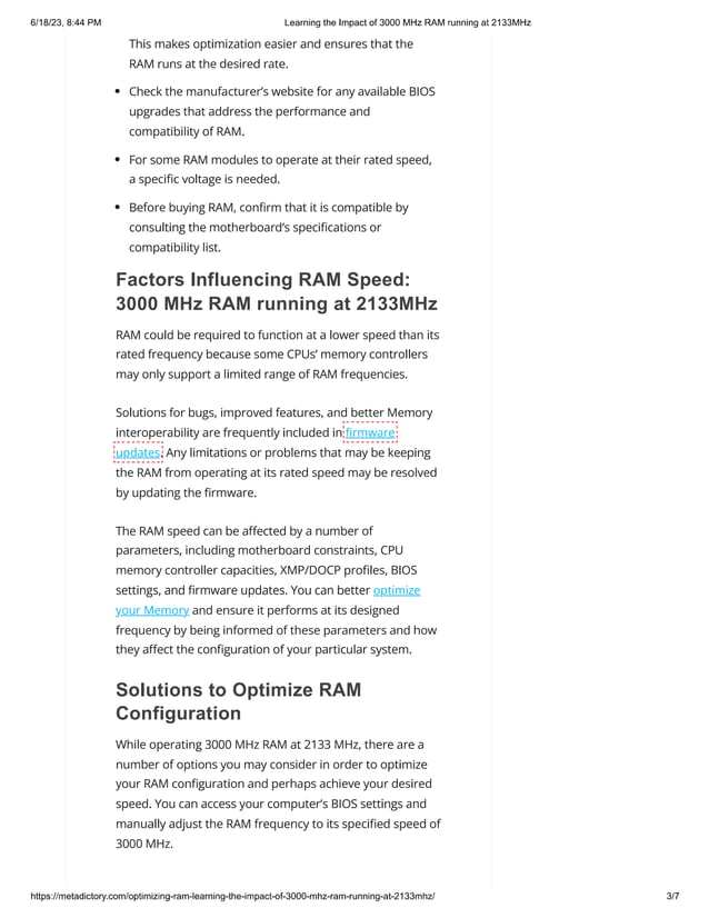 Optimizing RAM: Learning the Impact of 3000 MHz RAM running at 2133 MHz ...