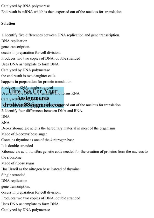 1. Identify five differences between DNA replication and gene transc.pdf
