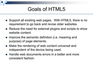 1. Introduction to HTML5.ppt | Web Development | Internet