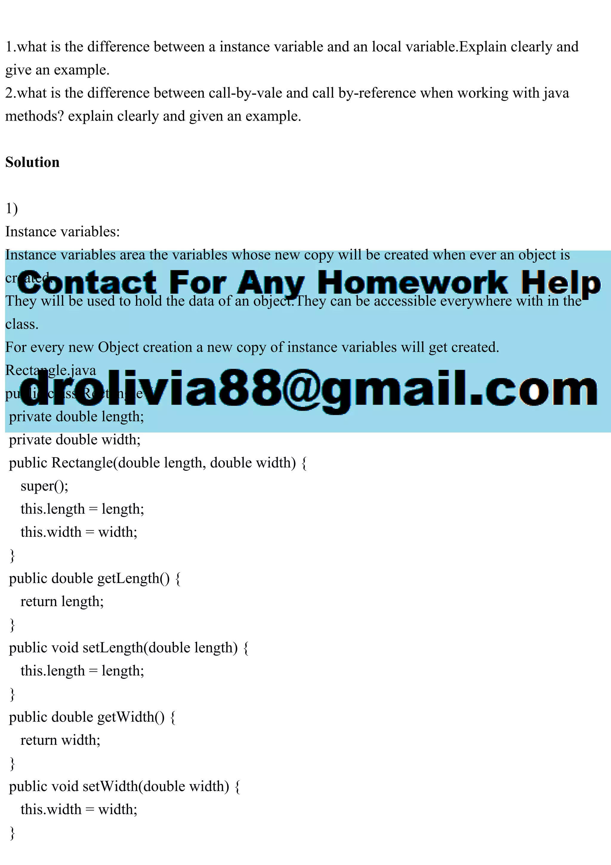 1 What Is The Difference Between A Instance Variable And An Local Va Pdf