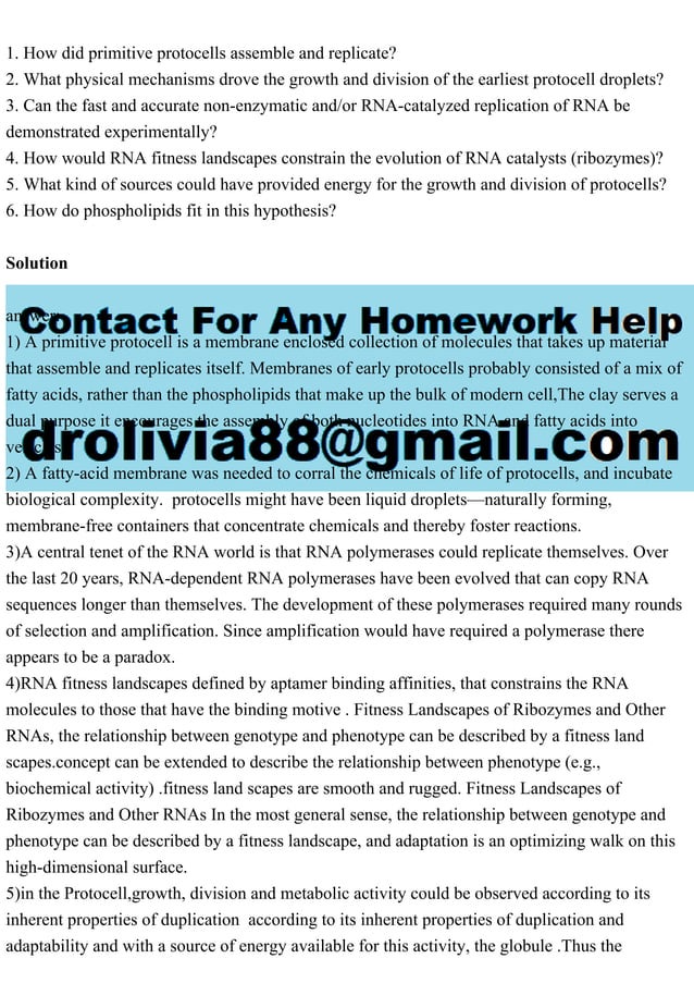 1. How did primitive protocells assemble and replicate2. What phy.pdf