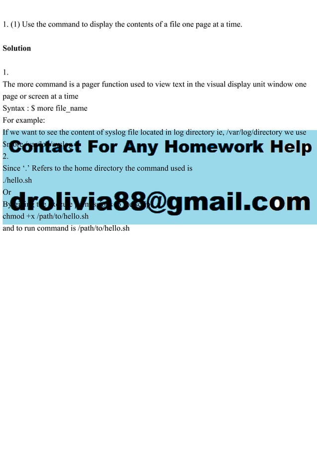 1. (1) Use the command to display the contents of a file one page at.pdf