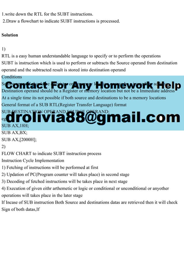 1.write down the RTL for the SUBT instructions. 2.Draw a flowchart.pdf | Programming Languages ...
