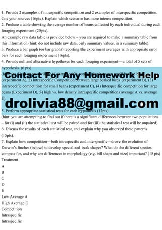 1. Provide 2 examples of intraspecific competition and 2 examples of ...