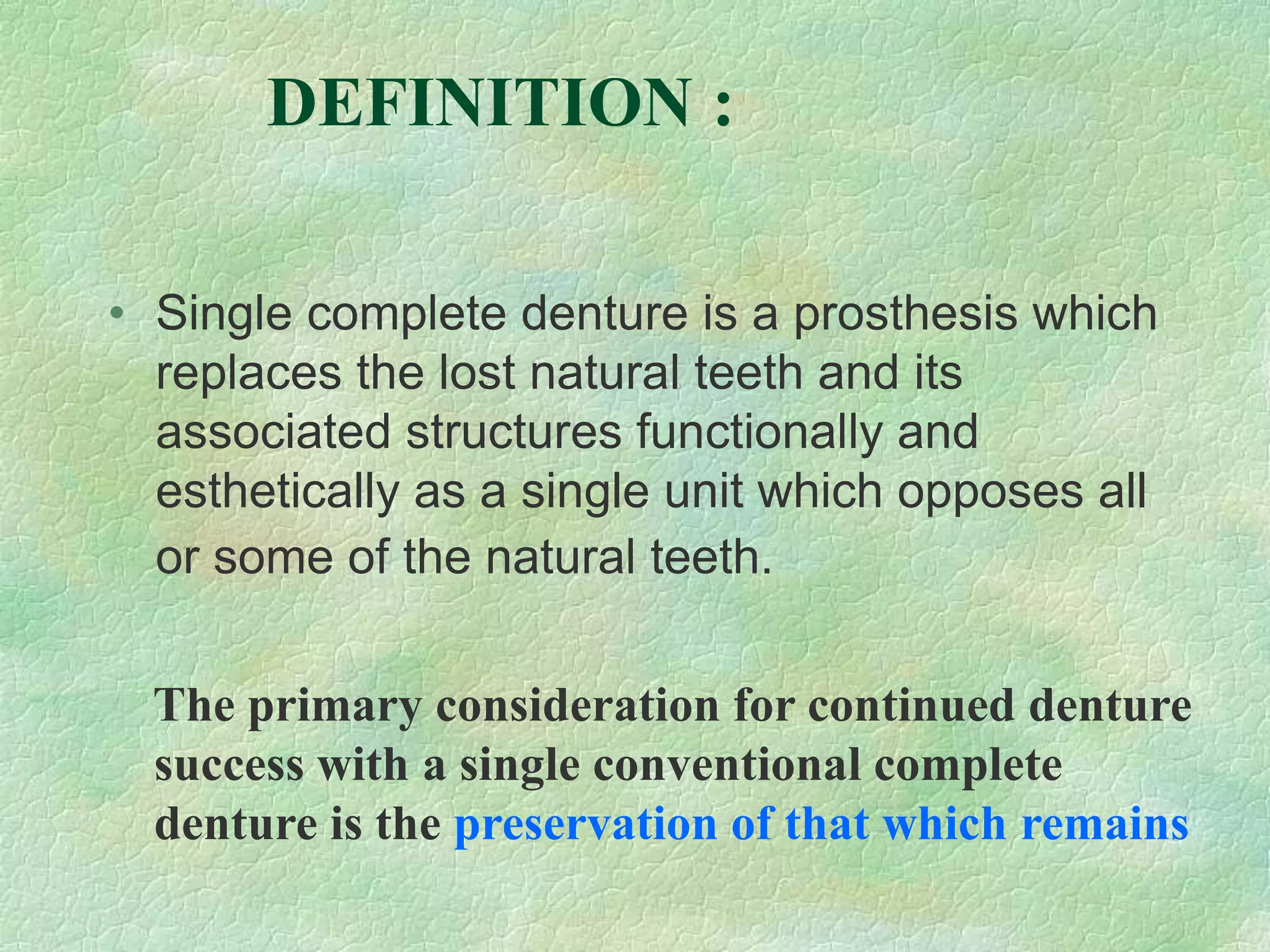Single complete denture | PPT