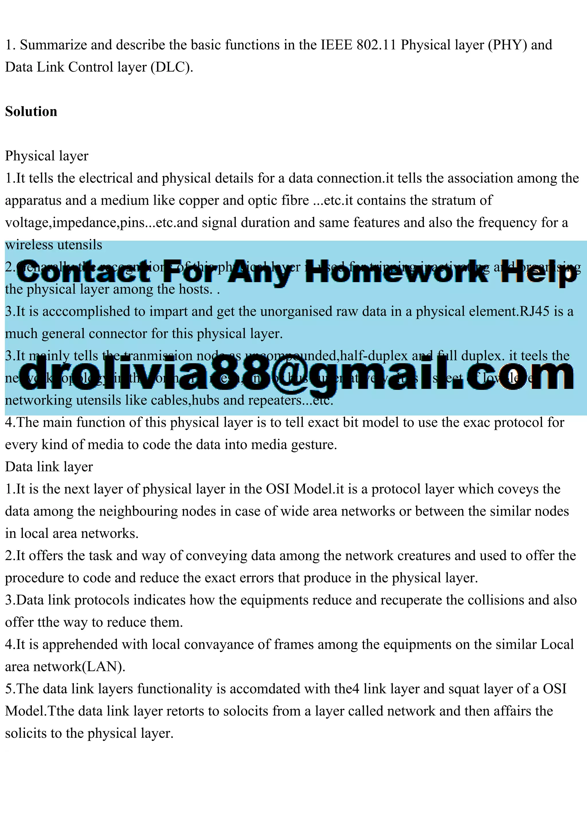 1. Summarize and describe the basic functions in the IEEE 802.11 Phy.pdf | Computer Networking ...