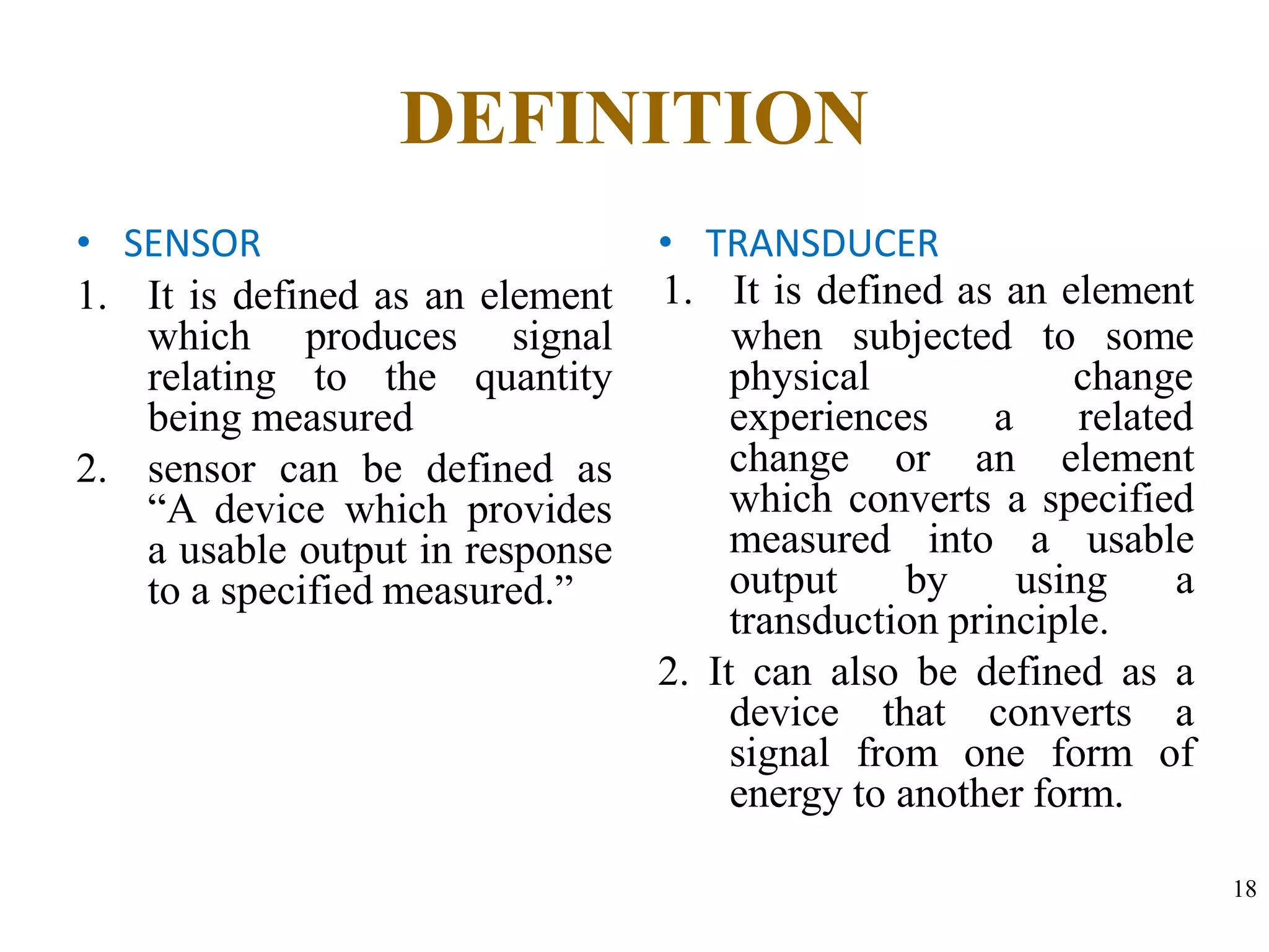 MR3491 SENSORS AND INSTRUMENTATION ( UNIT-I INTRODUCTION) | PPTX