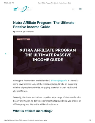 Nutra Affiliate Program: The Ultimate Passive Income Guide | PDF