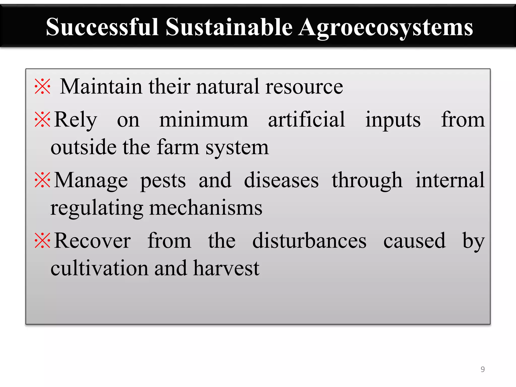 Role of sustainable Agriculture on Farming Systems | PPTX