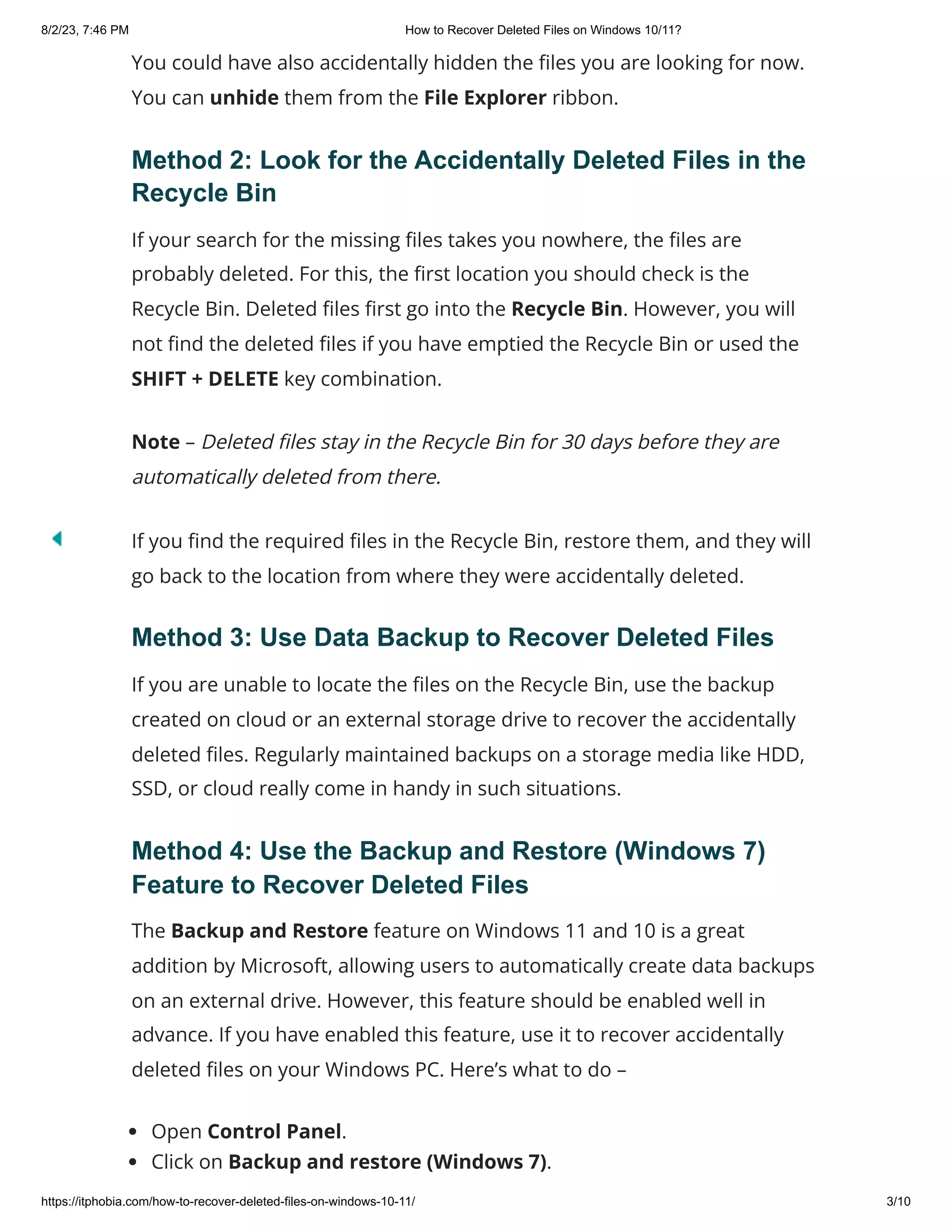 How to Recover Deleted Files on Windows 10/11? | PDF