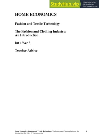 1. Intro To Fashion And Clothing Industry | PDF