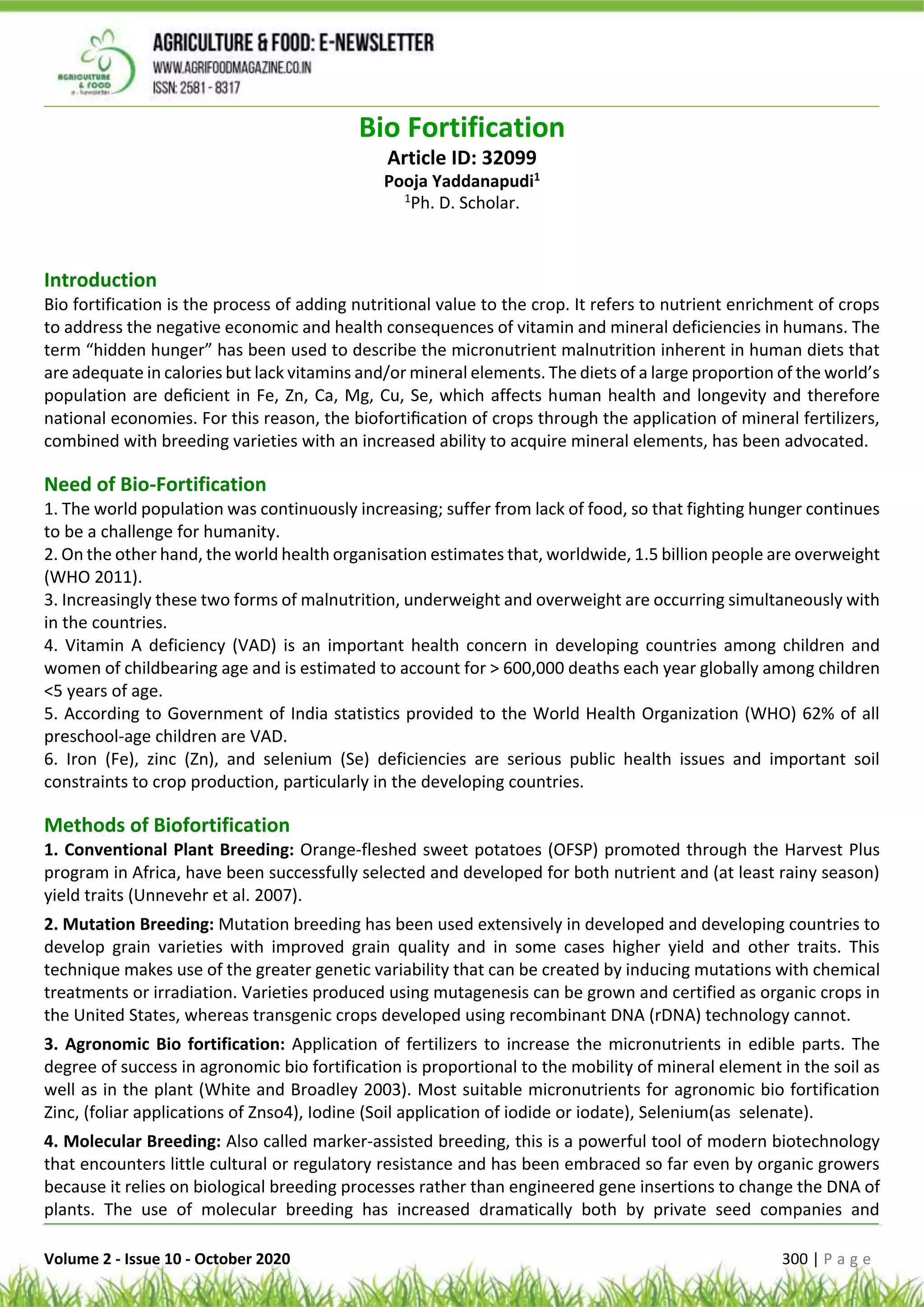 1. Bio Fortification 1.pdf | Agriculture | Industries