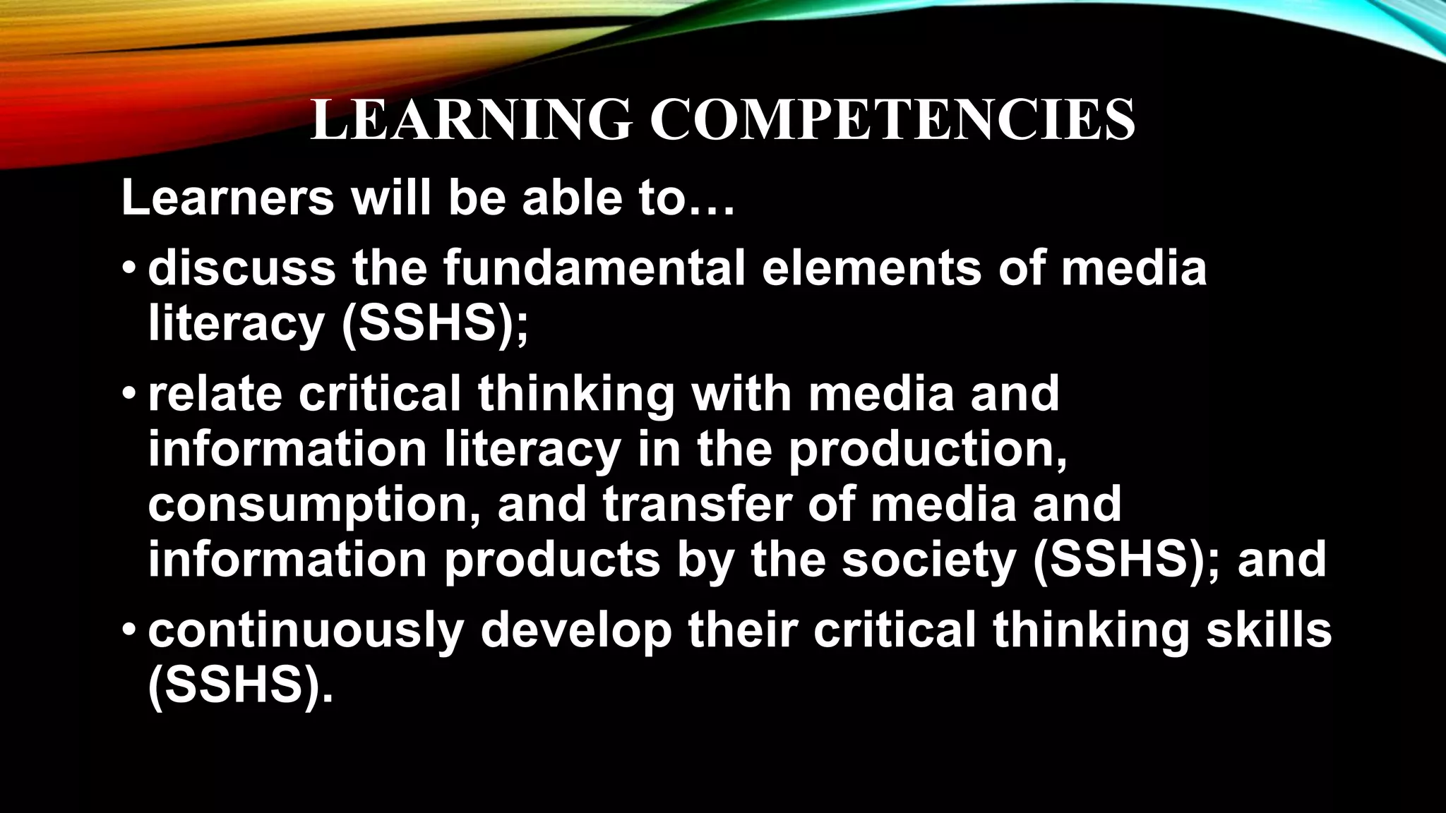 1. Introduction to MIL (Part 3)- Elements of Media Literacy and ...