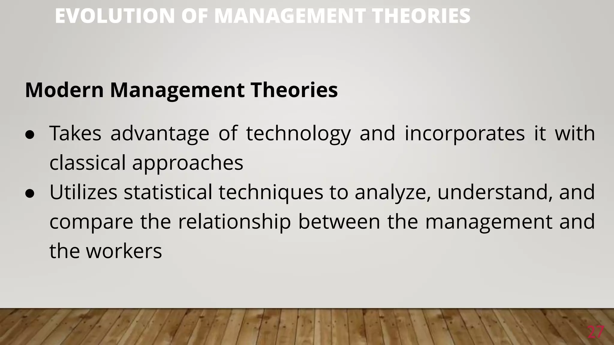Evolution Of Management Theories – FPYK