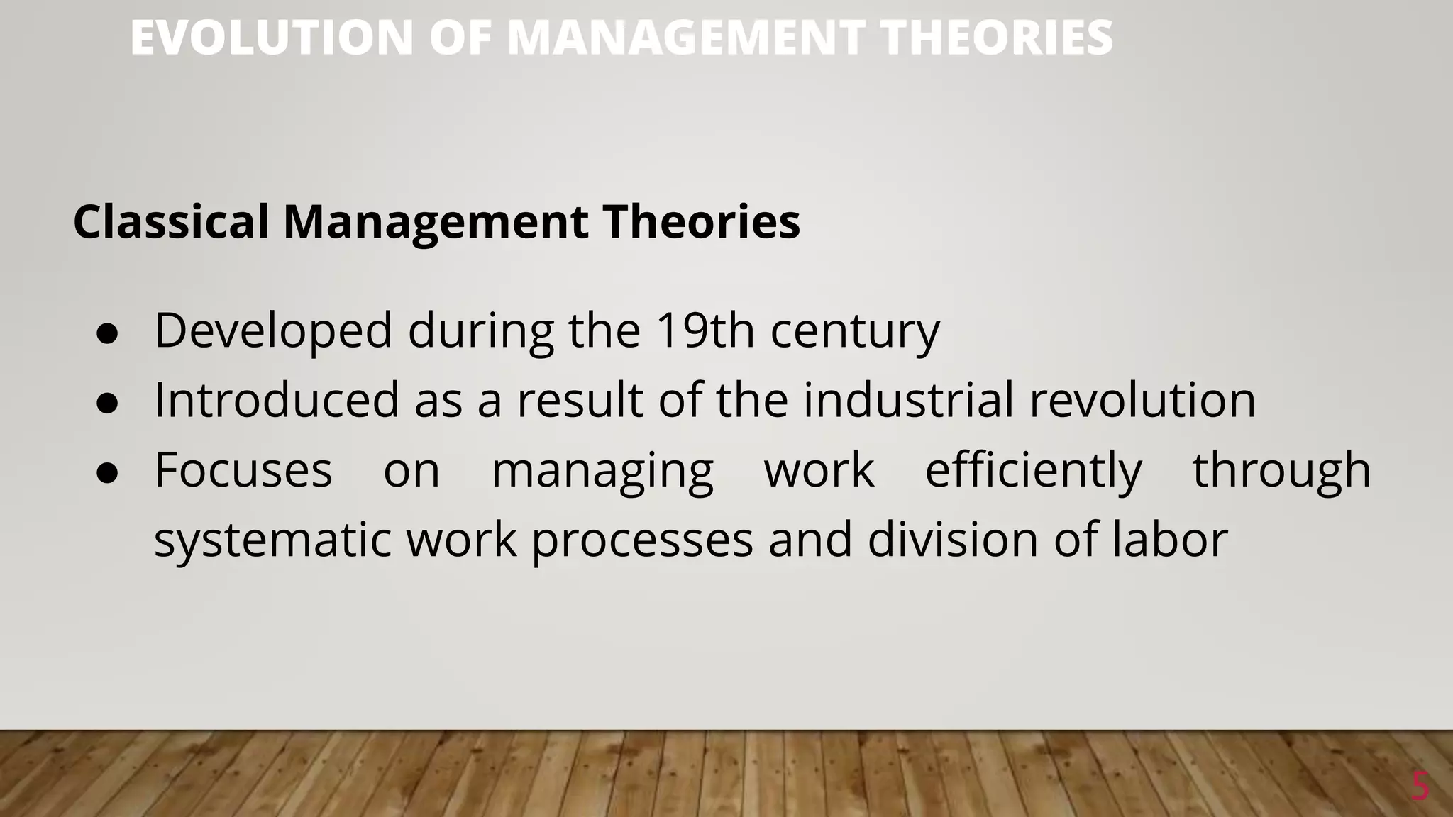 Evolution of Management Theories | PPTX