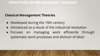 Evolution of Management Theories | PPTX