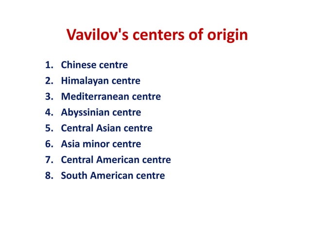 1. Concept of Centres of Origin, their importance with reference to ...
