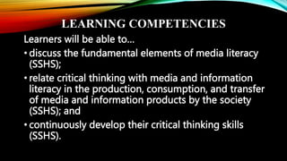 1. Introduction to MIL (Part 3)- Elements of Media Literacy and ...