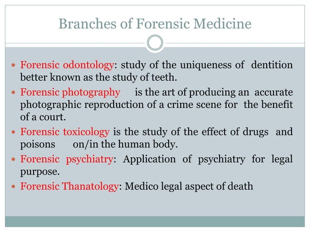 1. Introduction to Forensic medicine and its branches.pptx | Medical ...