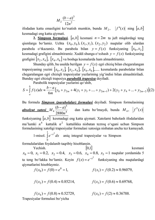 1. Aniq integralga keltiriladigan masalalar haqida. Aniq integra.docx