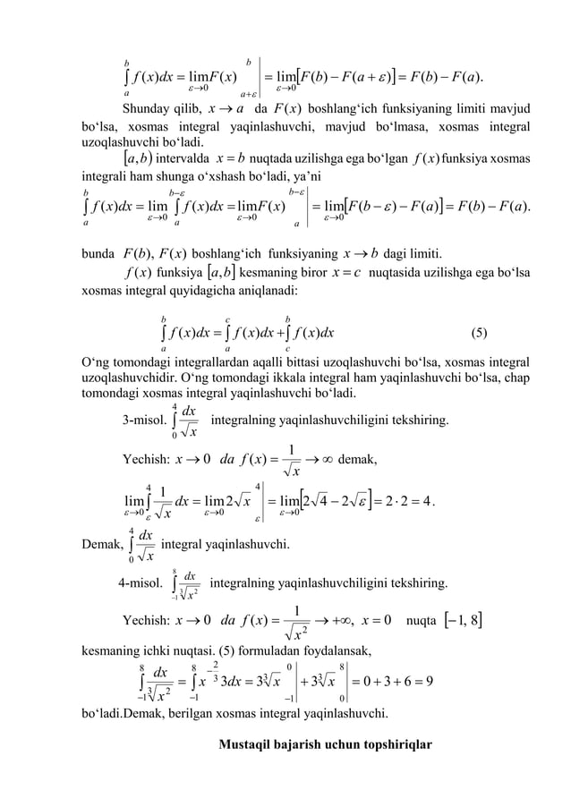 1. Aniq integralga keltiriladigan masalalar haqida. Aniq integra.docx