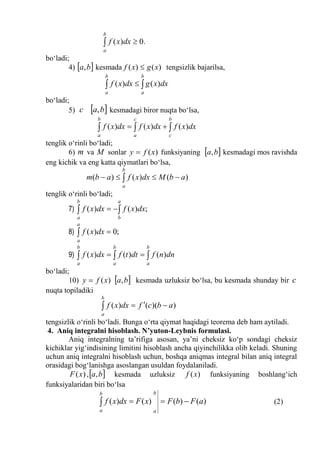 1. Aniq integralga keltiriladigan masalalar haqida. Aniq integra.docx