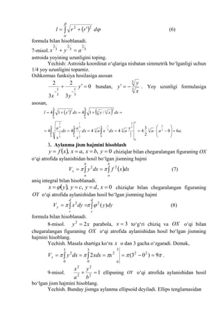 1. Aniq integralga keltiriladigan masalalar haqida. Aniq integra.docx