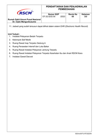 1. SOP PENDAFTARAN DAN PENJADWALAN PEMBEDAHAN.pdf