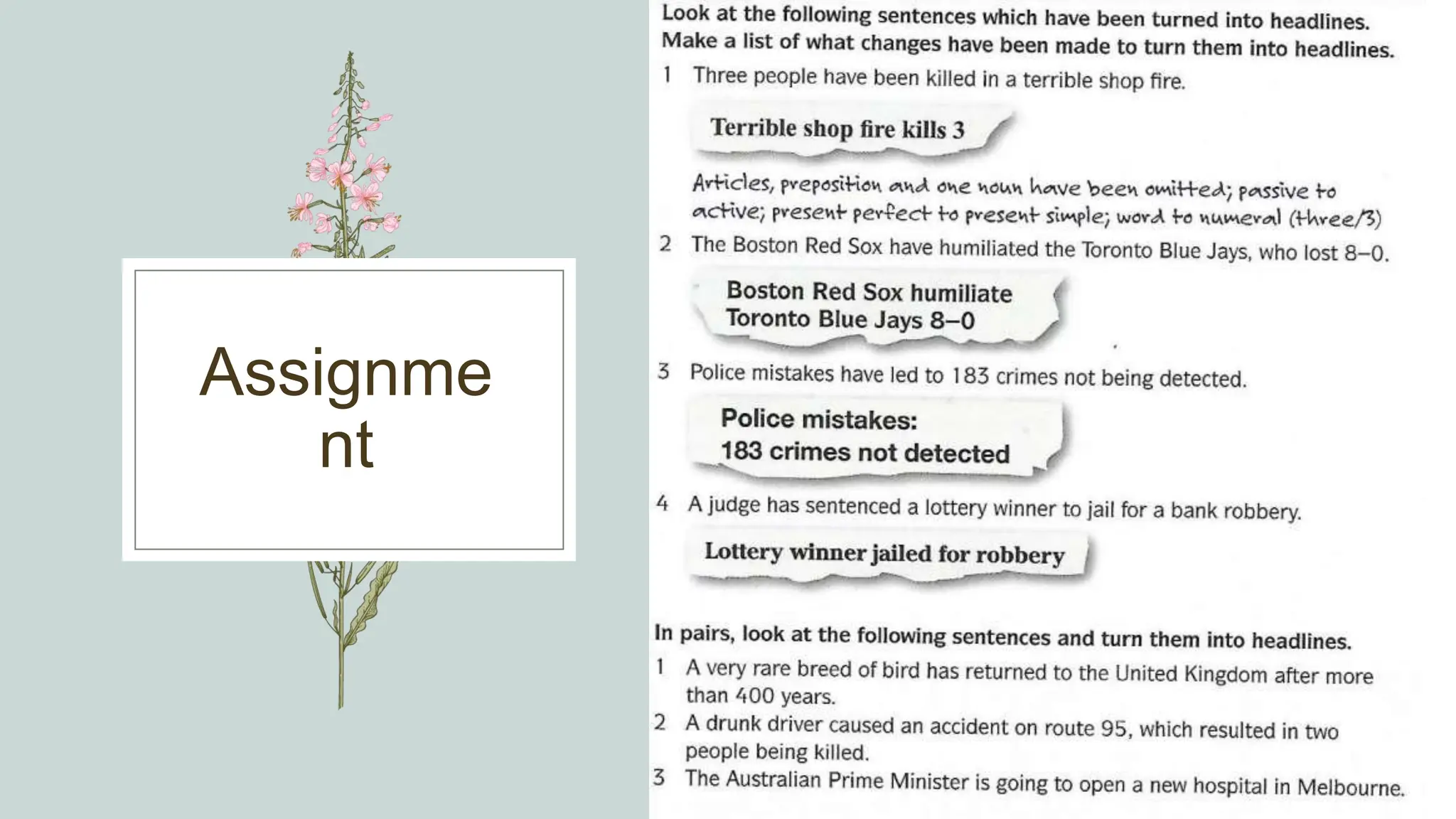 1. ENGLISH IN JOURNALISM - WRITING HEADLINES AND ANALYZING NEWSPAPER ...