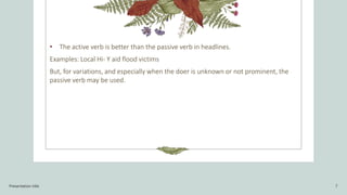 1. ENGLISH IN JOURNALISM - WRITING HEADLINES AND ANALYZING NEWSPAPER ...