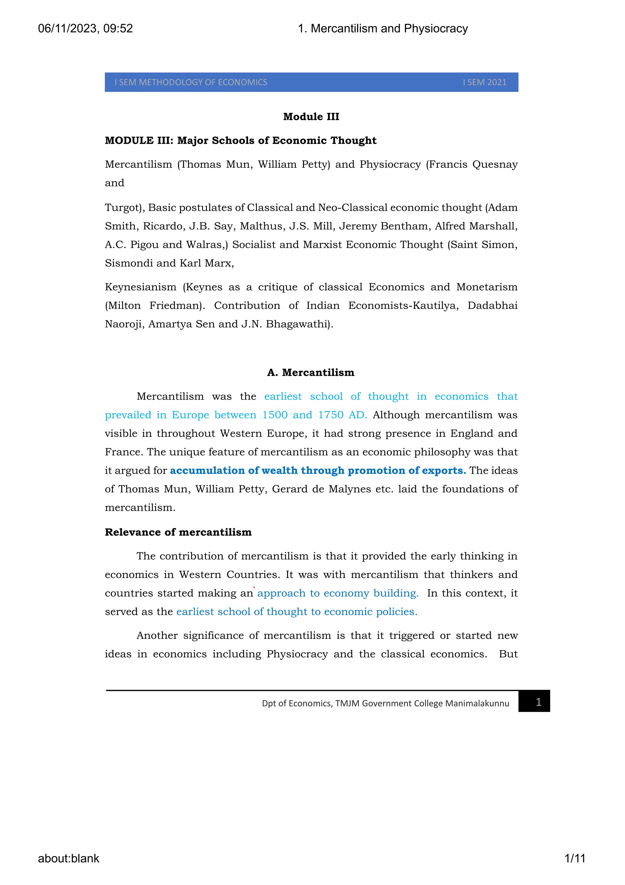 1. Mercantilism and Physiocracy.pdf