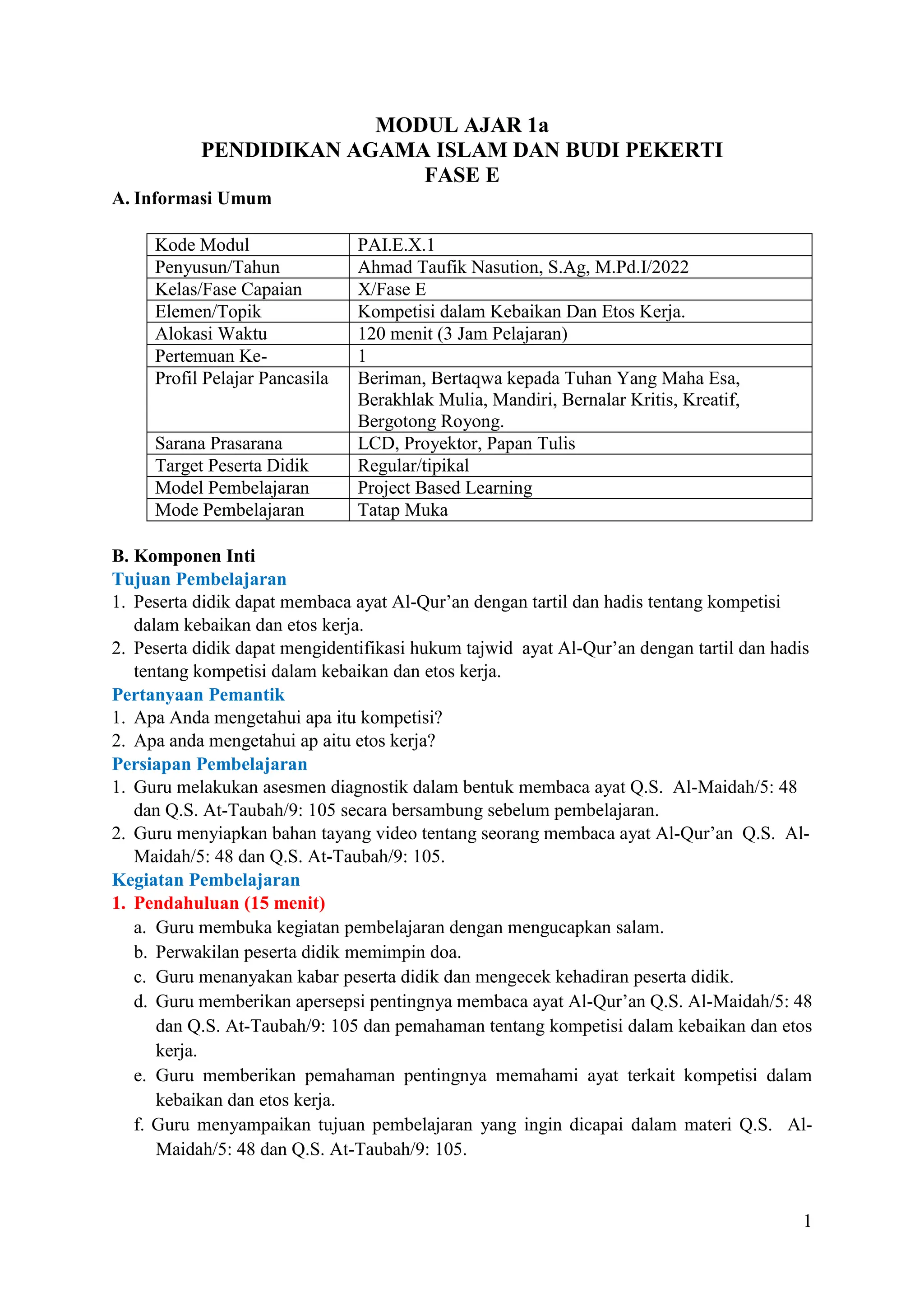 1. MODUL AJAR PAI SMA KELAS X BAB 1 .docx