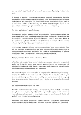 How does a taurus woman act when jealous | DOC