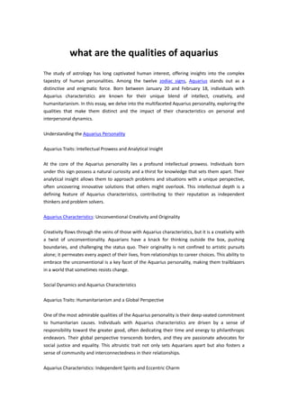 what are the qualities of aquarius | DOC | Astrology | Religion ...