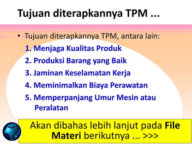Konsep Dasar TPM (Total Productive Maintenance) _Training "TOTAL PRODUCTIVE MAINTENANCE (TPM ...