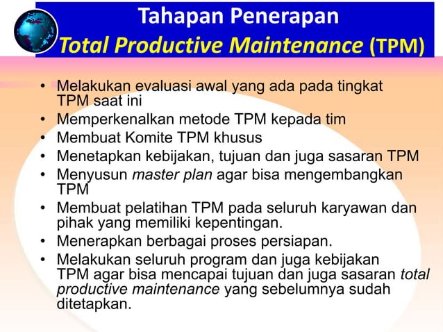 Konsep Dasar TPM (Total Productive Maintenance) _Training "TOTAL PRODUCTIVE MAINTENANCE (TPM ...