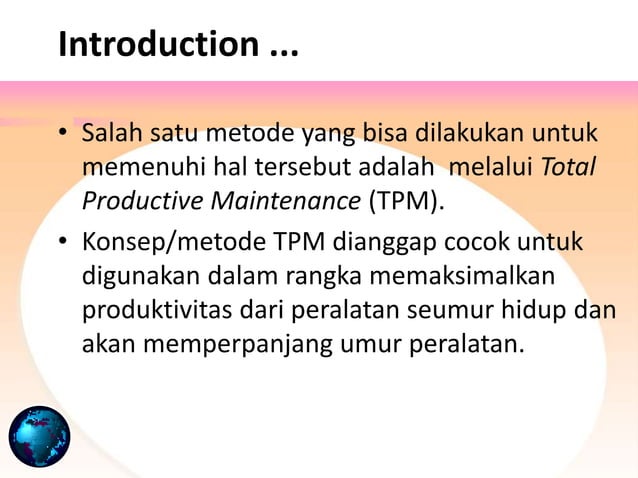 Konsep Dasar TPM (Total Productive Maintenance) _Training "TOTAL PRODUCTIVE MAINTENANCE (TPM ...