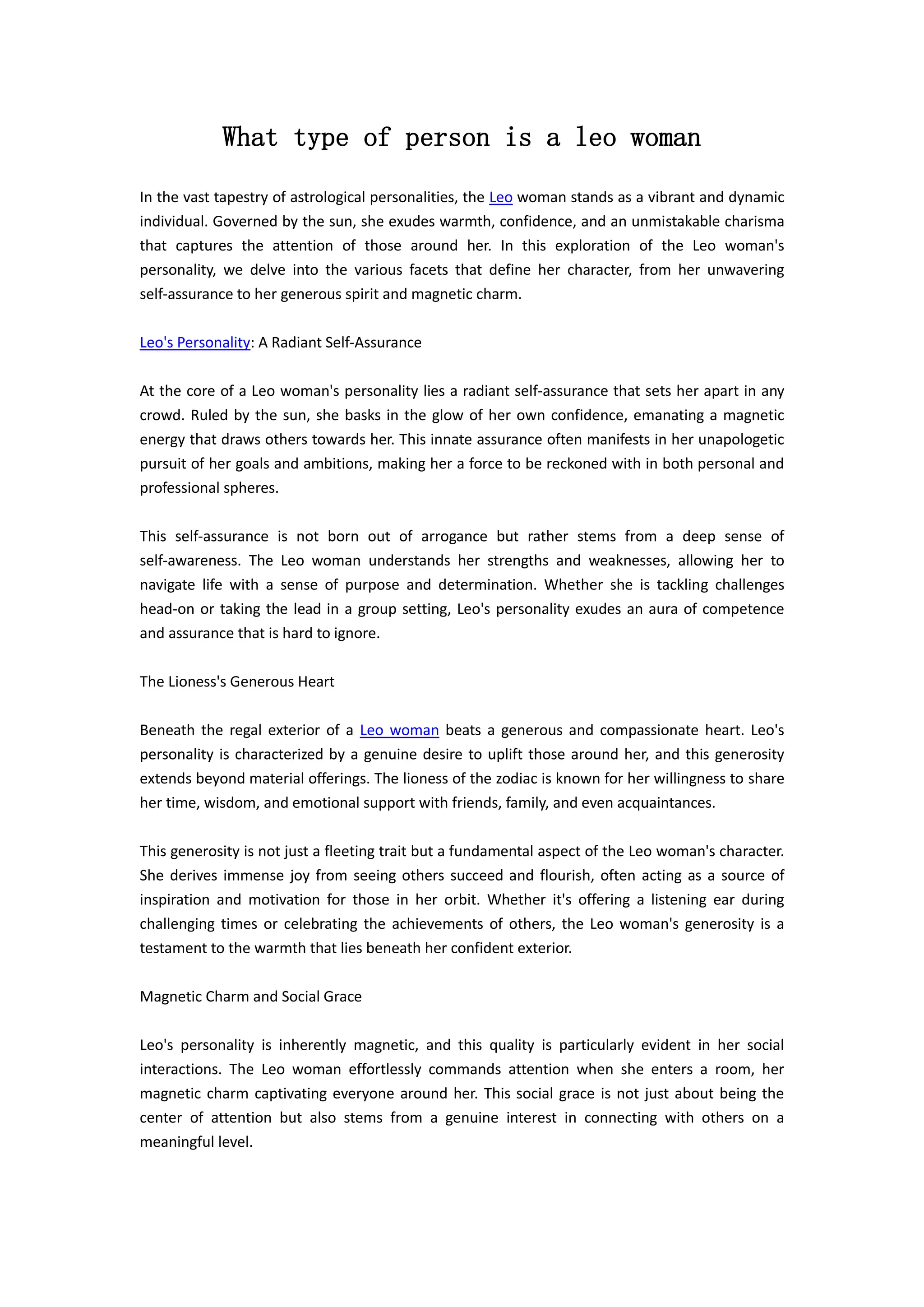 What type of person is a leo woman | DOC