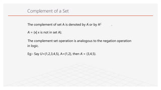Set theory- Introduction, symbols with its meaning | PPTX