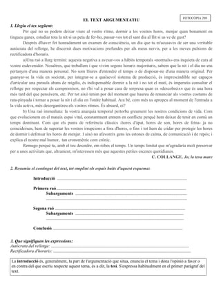 TEXTOS ARGUMENTATIUS - CATALÀ - LLENGUA CATALANA - COMENTARI TEXT | DOC