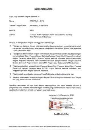 Surat Pernyataan 5 Poin PPPK 2023 | PDF