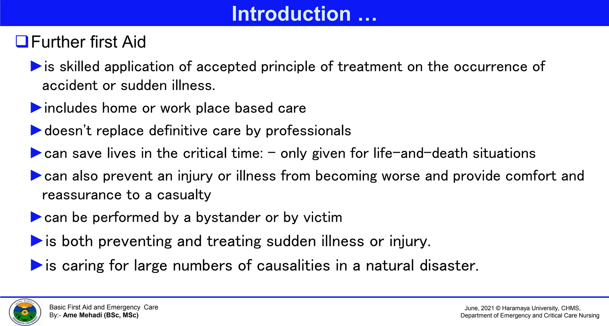 Introduction to basic First Aid | PPTX