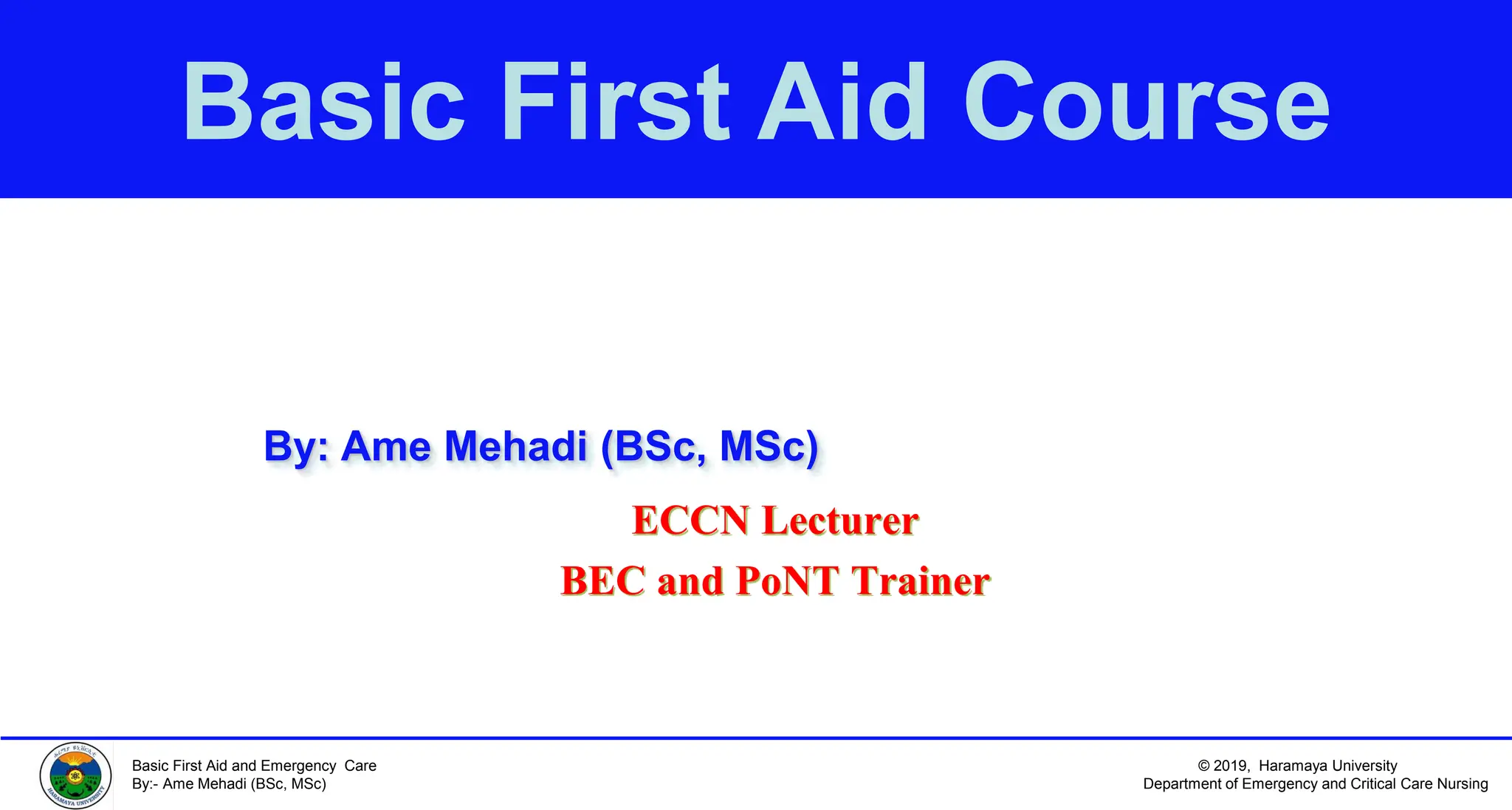 Introduction to basic First Aid | PPTX