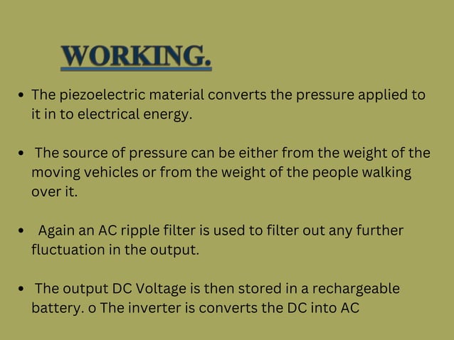 Footstep Power Generator Using Piezoelectric | PPT