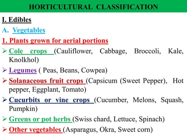 1. Horticultural based Classification of Horticultural crops.pptx