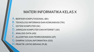 Pengenalan INFORMATIKA Untuk Kelas X SMK | PPTX